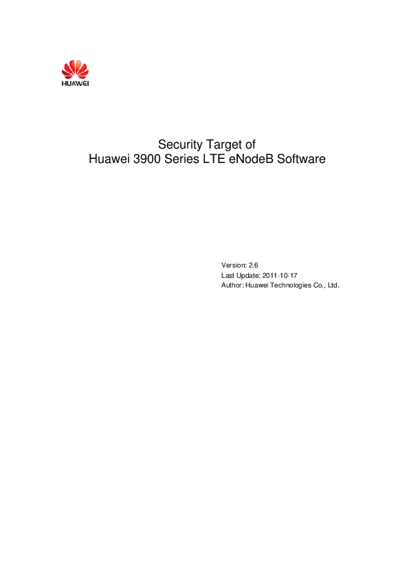 (PDF) Security Target of Huawei 3900 Series LTE eNodeB Software Huawei ...