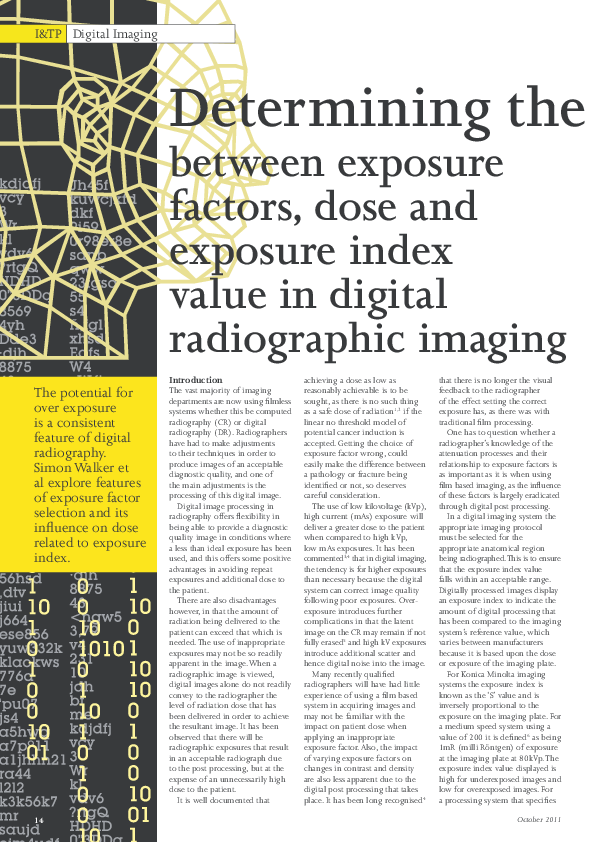 (PDF) Determining the between exposure factors, dose and exposure index ...