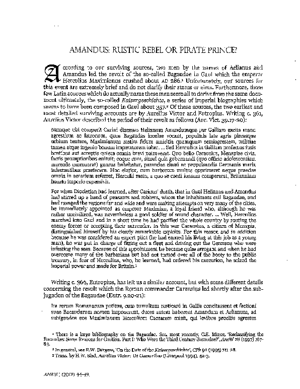 (PDF) Amandus: Rustic Rebel or Pirate Prince?