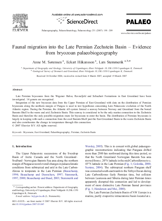 (PDF) Faunal migration into the Late Permian Zechstein Basin – Evidence ...