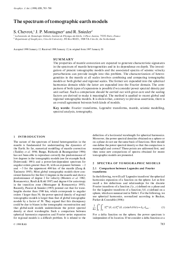 (PDF) The spectrum of tomographic earth models