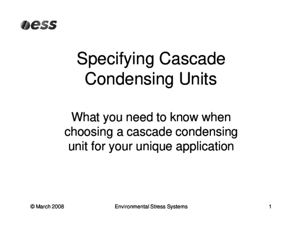 (PDF) Specifying cascade condensing units