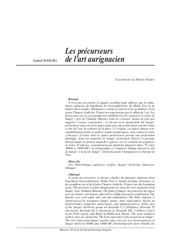 (PDF) 237 G Bosinski, Les précurseurs de l'art aurignacien