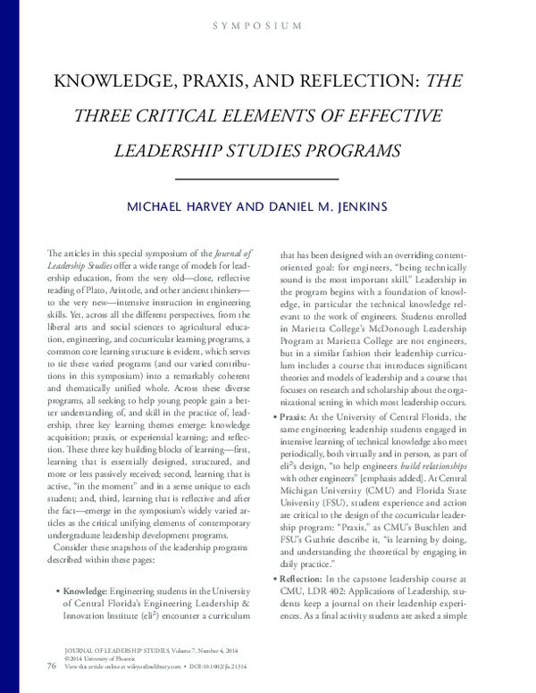 (PDF) Knowledge, Praxis, and Reflection: The Three Critical Elements of ...
