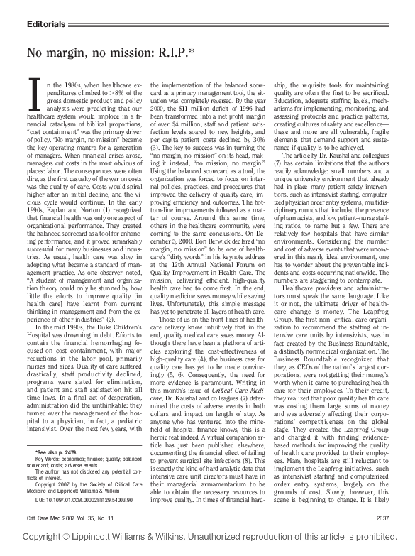 (PDF) No margin, no mission