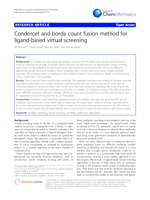(PDF) Condorcet and borda count fusion method for ligand-based virtual ...