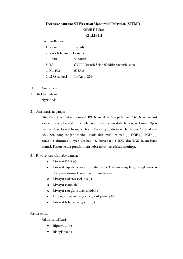 (DOC) Extensive Anterior ST Elevation Myocardial Infarction (STEMI ...
