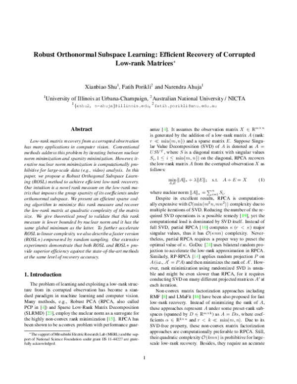 (PDF) Robust Orthonormal Subspace Learning: Efficient Recovery of ... (PDF) Robust Orthonormal Subspace Learning: Efficient Recovery of ...