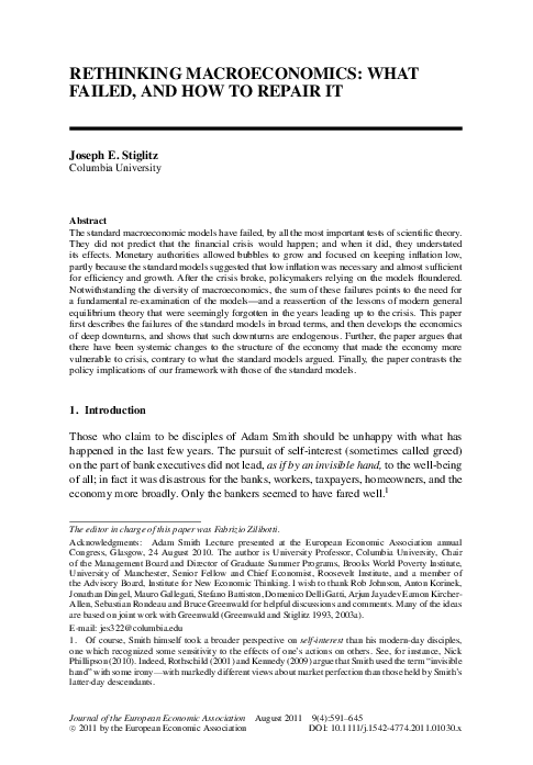 (PDF) Rethinking Macroeconomics: What Failed and How to Repair it
