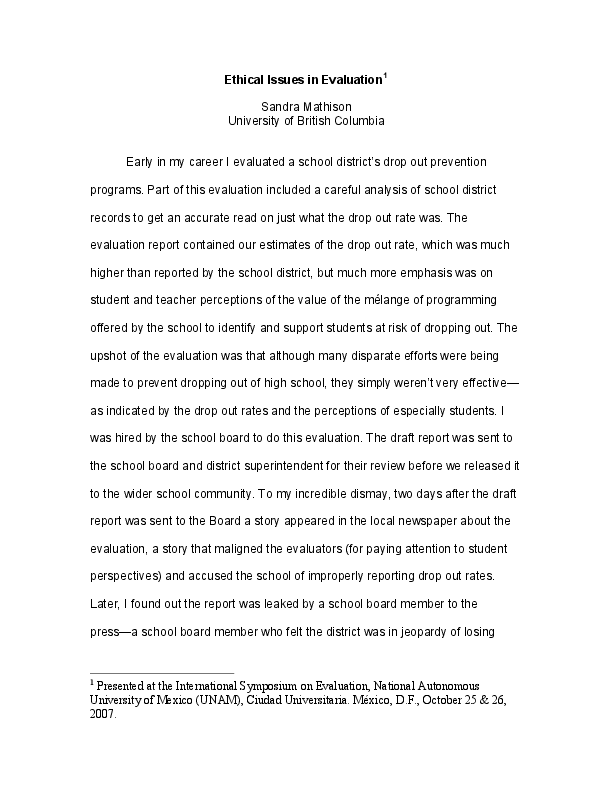 Pdf Ethics In Evaluation