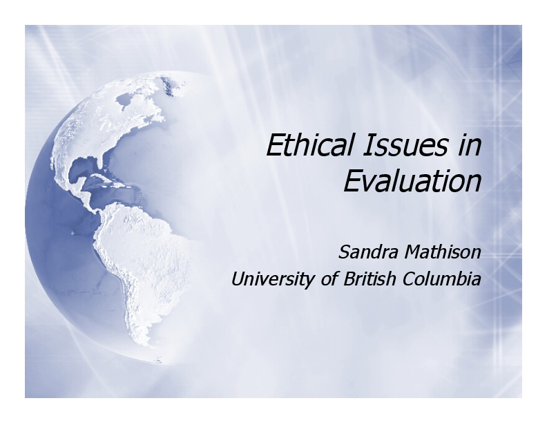 (PDF) Ethics in Evaluation