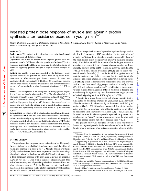(PDF) Protein Dose Response in Muscle Synthesis Post-Exercise