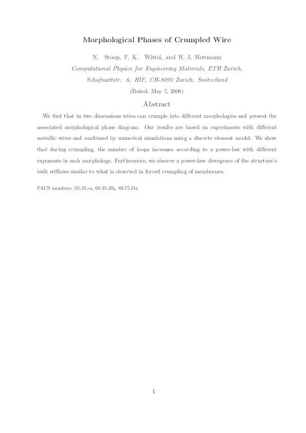 (PDF) Morphological Phases of Crumpled Wire