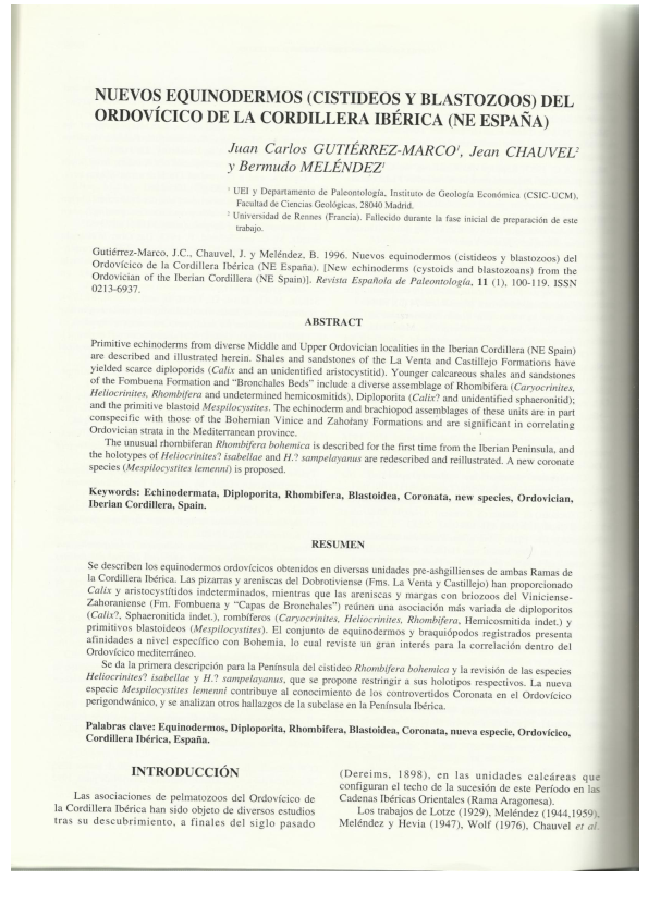 (PDF) Gutiérrez-Marco, Chauvel, Meléndez 1996 Nuevos Equinodermos ...