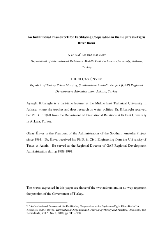 Pdf An Institutional Framework For Facilitating Cooperation In The