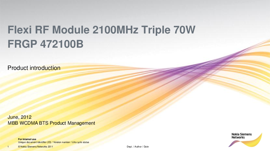 (PPT) Flexi RF module 2100MHz Triple 70W FRGP 472100B Introduction