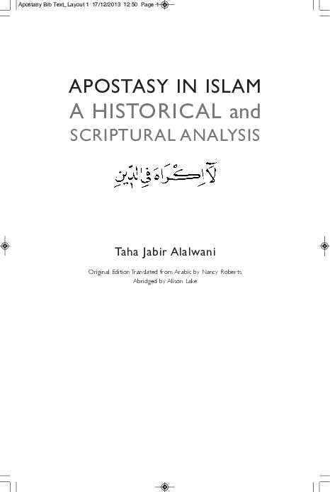 (PDF) Apostasy in Islam: A Historical and Scriptural Analysis - Taha ...