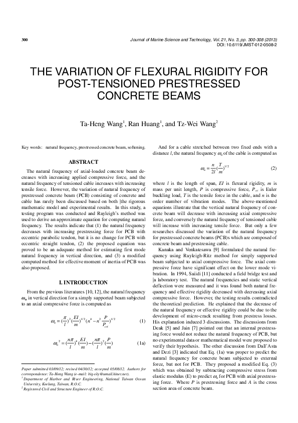 (PDF) The variation of flexural rigidity for post-tensioned prestressed concrete beams