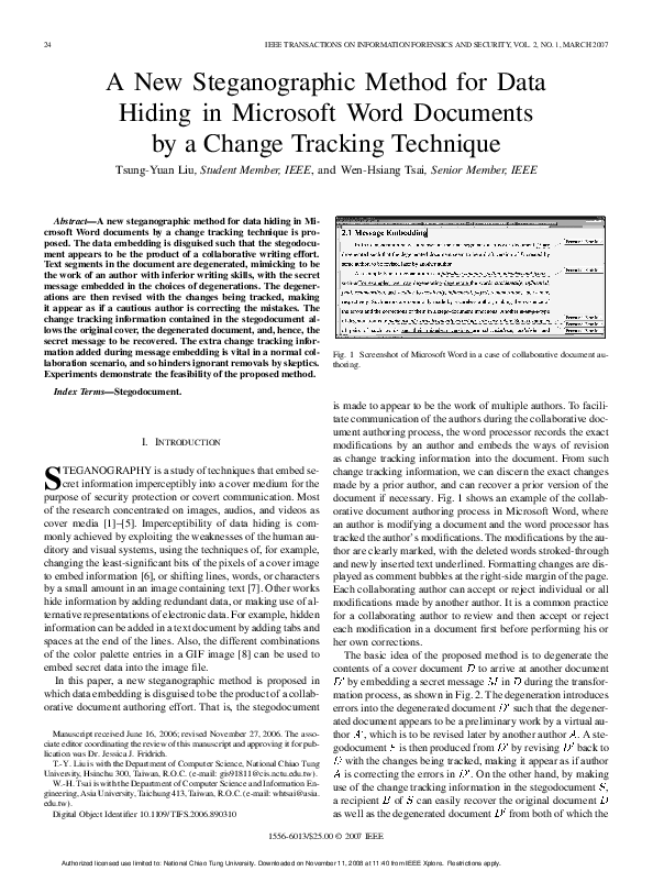 (PDF) A New Steganographic Method for Data Hiding in Microsoft Word ...