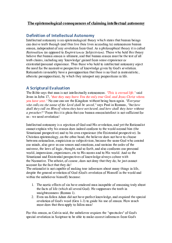 (PDF) The epistemological consequences of intellectual autonomy
