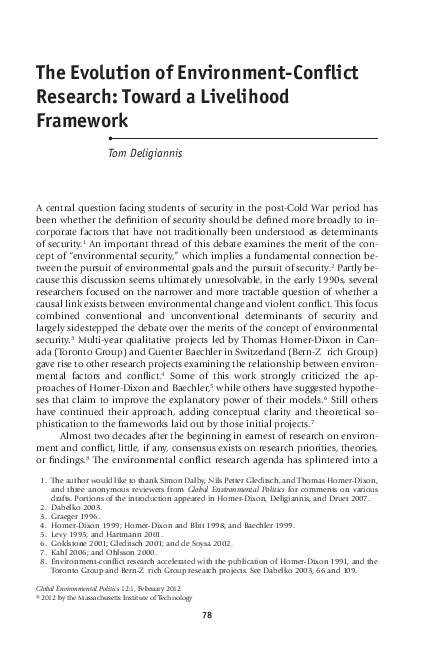 (PDF) The Evolution of Environment-Conflict Research: Toward a ...