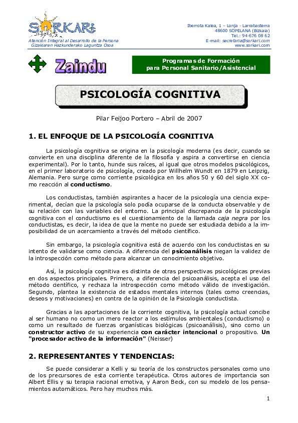 (PDF) Psicologia Cognitiva