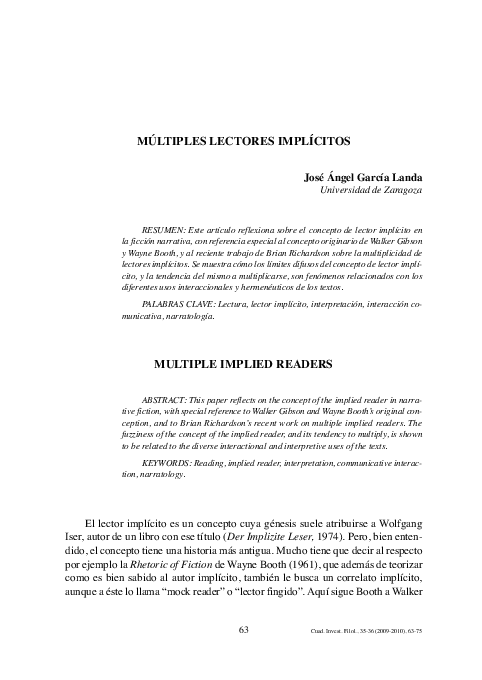 (PDF) MÚLTIPLES LECTORES IMPLÍCITOS MULTIPLE IMPLIED READERS