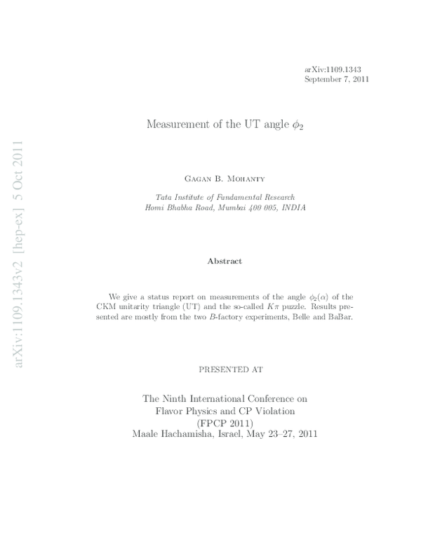 (PDF) Measurement of the UT angle phi_2