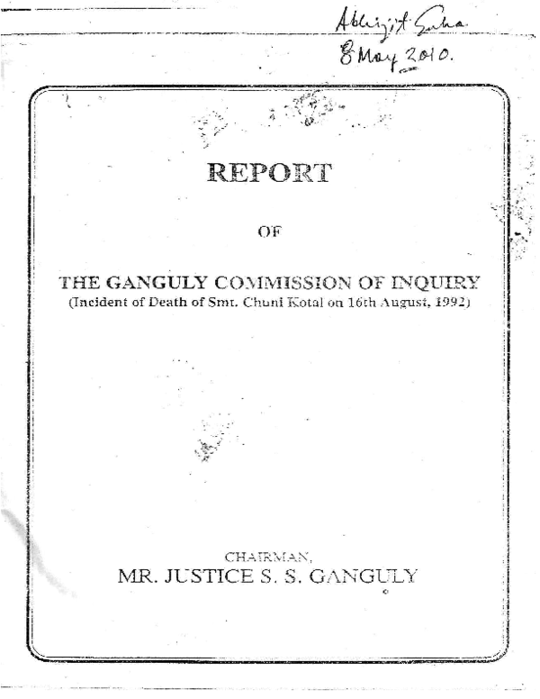 (PDF) Report of the Ganguly Commission of Inquiry(Incident of Death of ...