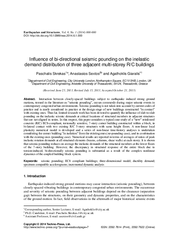 (PDF) Influence of bi-directional seismic pounding on the inelastic ...
