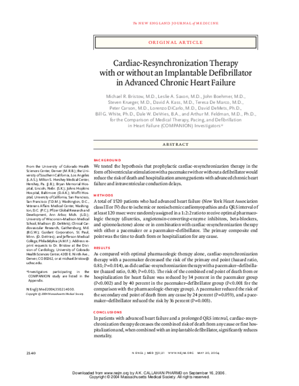 (PDF) Cardiac-Resynchronization Therapy with or without an Implantable ...