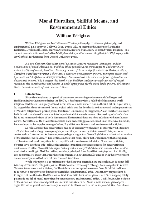 (PDF) Moral Pluralism, Skilful Means, and Environmental Ethics