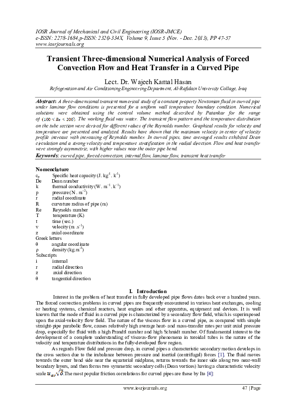 Pdf Transient Three Dimensional Numerical Analysis Of Forced
