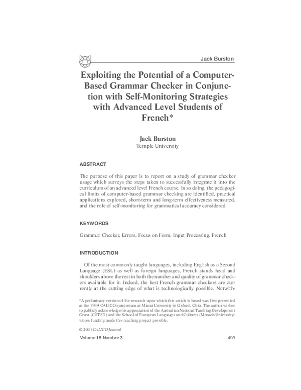 (PDF) Exploiting the Potential of a Computer Based Grammar Checker in ...