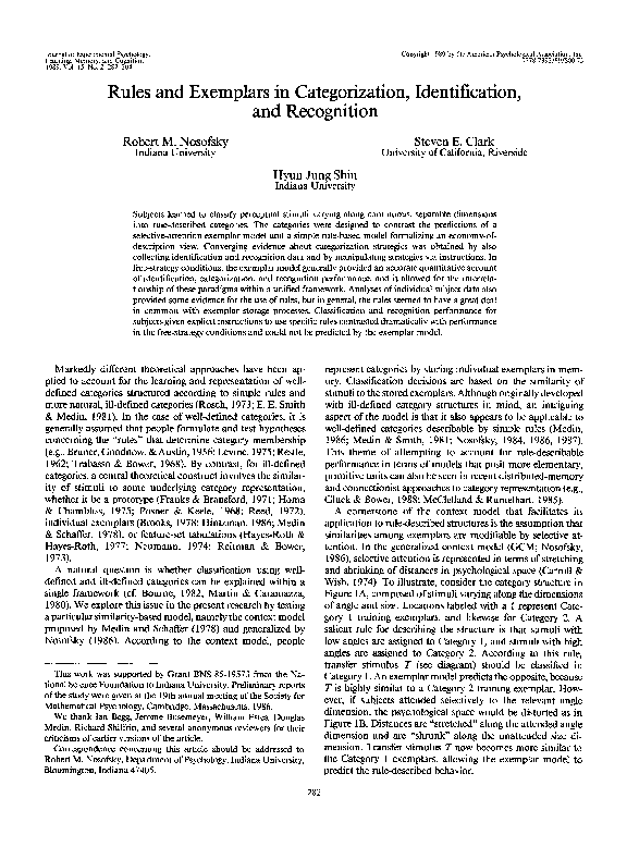 (PDF) Exemplars, prototypes, and similarity rules