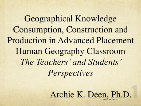 (PPT) Knowledge Construction and Production in Advanced Placement Human ...