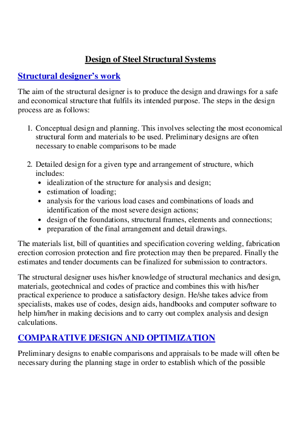 (PDF) Design of Steel Structural Systems Structural designer's work