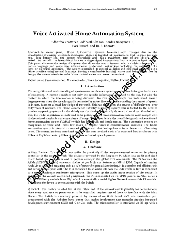 (PDF) Voice Activated Home Automation System