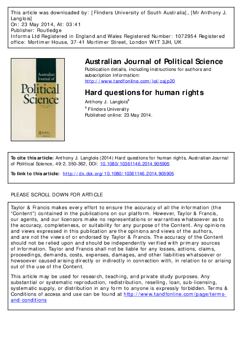 (PDF) Hard Questions for Human Rights