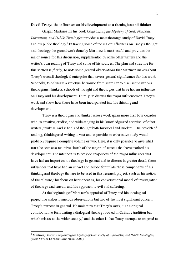 (DOC) David Tracy: the influences on his development as a theologian ...