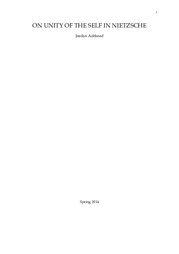 On Unity of the Self in Nietzsche