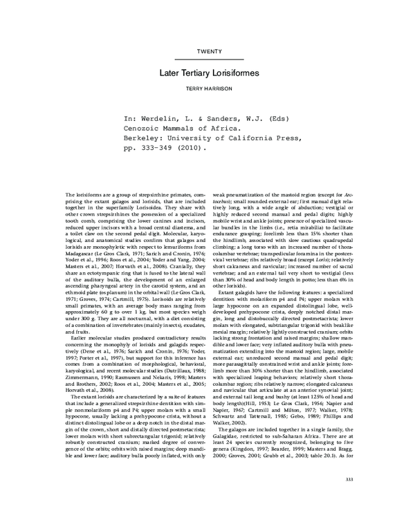2010 Harrison - Fossil Lorisiformes