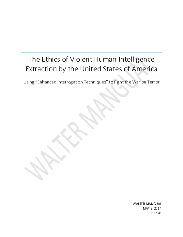(PDF) The Ethics of Violent Human Intelligence Extraction by the United ...