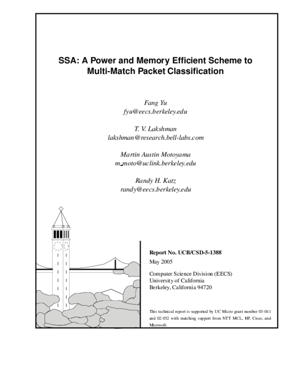 (PDF) SSA: A Power and Memory Efficient Scheme to Multi-Match Packet Classification