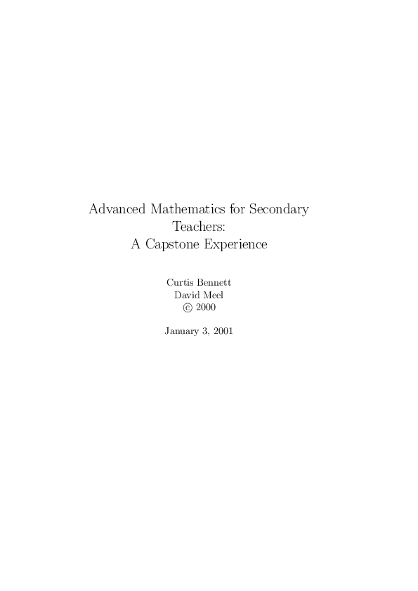 (PDF) Advanced Mathematics for Secondary Teachers: A Capstone Experience