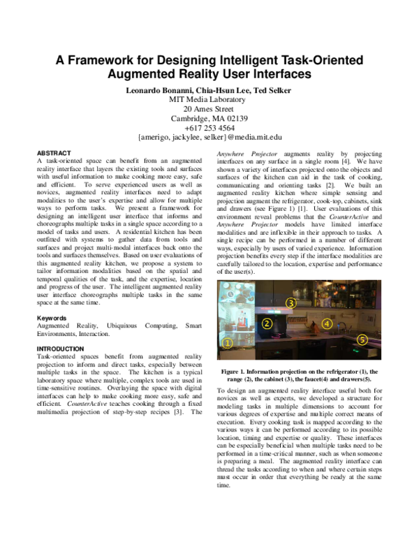 (PDF) A framework for designing intelligent task-oriented augmented reality user interfaces