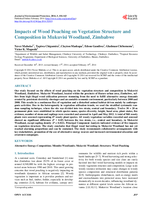(PDF) Impacts of wood poaching on vegetation structure