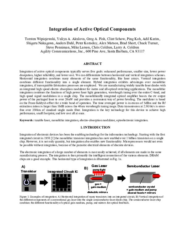 (PDF) Integration of Active Optical Components