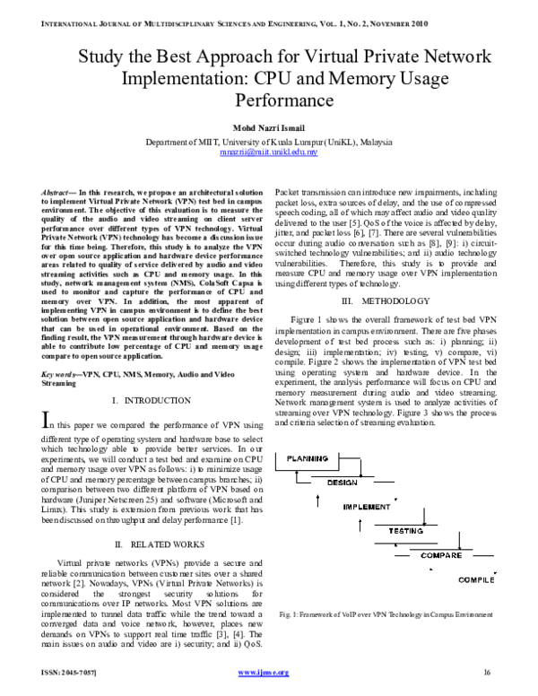 (PDF) Study the Best Approach for Virtual Private Network Implementation: CPU and Memory Usage ...