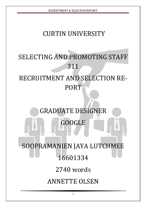 (PDF) Recruitment and Selection Report for Graduate Designer at Google